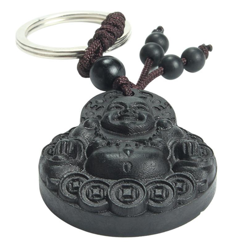 Ebony Wood Laughing Buddha Key chain - ZenShopWorld
